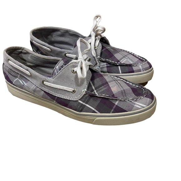 Sperry | Shoes | Sperry Topsider Womens 1m Purple Grey Plaid Canvas ...